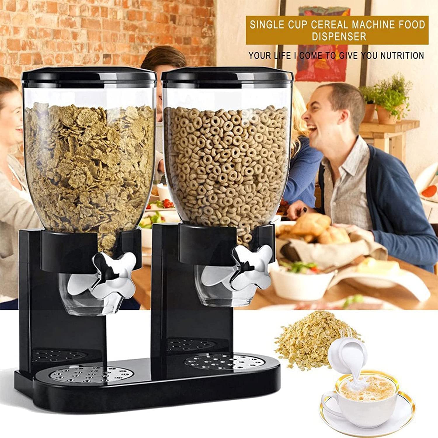 WRODA Food Dispenser Cereal Containers Storage Dispenser Food Storage Container Cereal Dispenser Countertop For Candy Nut Grain Granola Snack