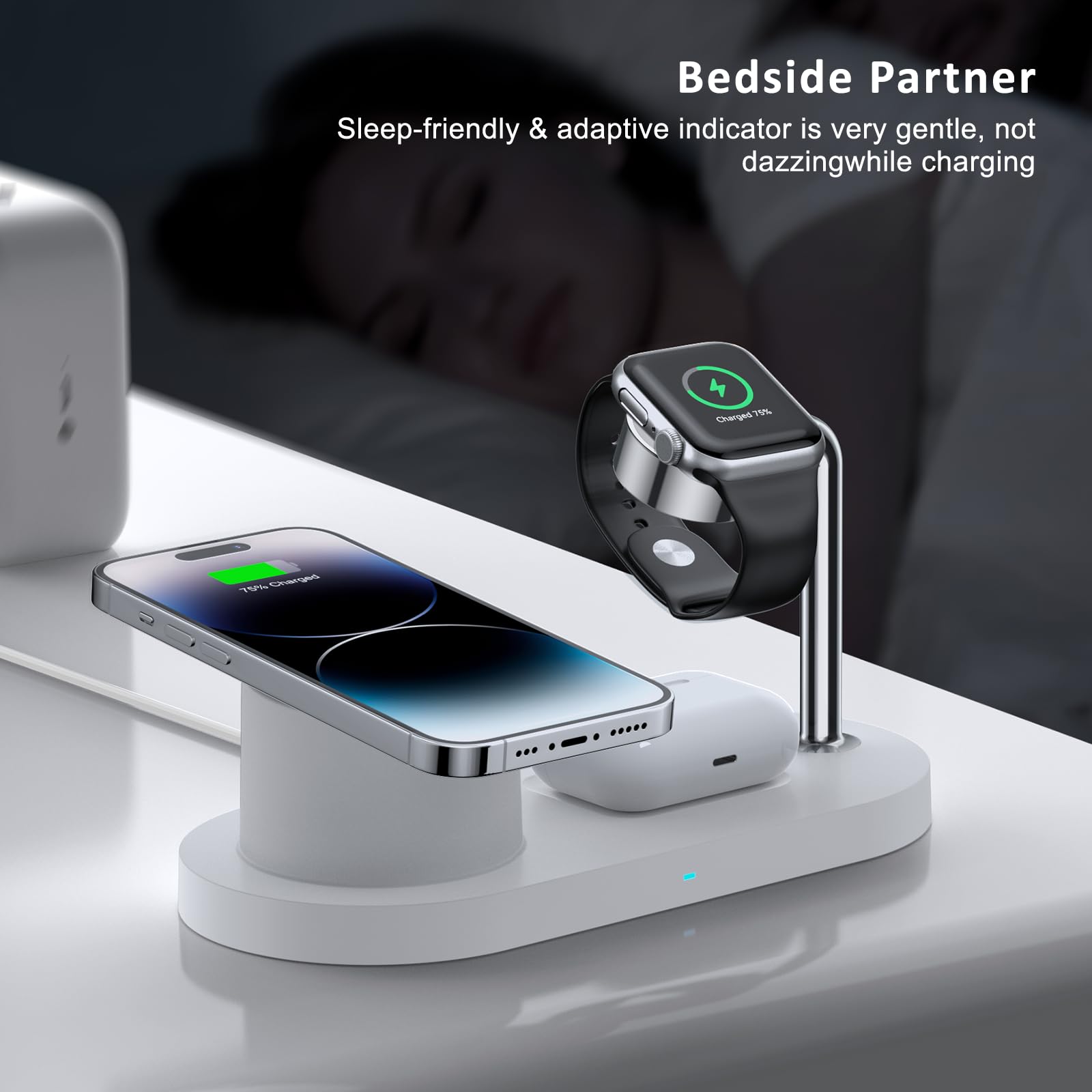 3 in 1 Magnetic Charging Station for Apple - Wireless Charger Stand for iPhone 12 13 14 15 Pro Max & Apple Watch & Airpods