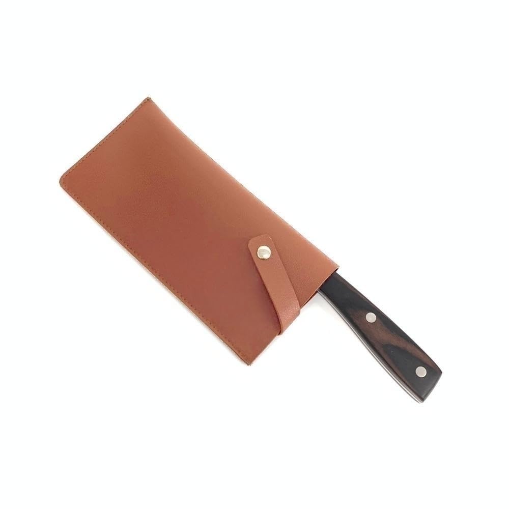 Sanseenia PU Leather Knife Sheath, Durable Meat Cleaver Sheath, Waterproof Chef Knife Edge Guards & Cleaver Covers, Kitchen Wide Knife Protectors (Light Orange)