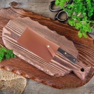 Sanseenia PU Leather Knife Sheath, Durable Meat Cleaver Sheath, Waterproof Chef Knife Edge Guards & Cleaver Covers, Kitchen Wide Knife Protectors (Light Orange)