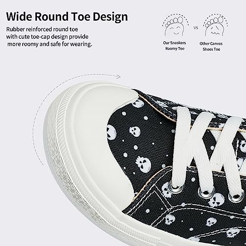 VERDASCO Womens Fashion Sneakers Non-Slip Running Shoes Comfort Walking Shoes Ladies Tennis Shoes Black with Skull Painted 11