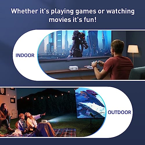 Mini Projector, Portable Outdoor Movie Projector 1080P Supported, Home Theater Video Projector Compatible with iOS/Android/TV Stick/HDMI/USB/PC/Laptop