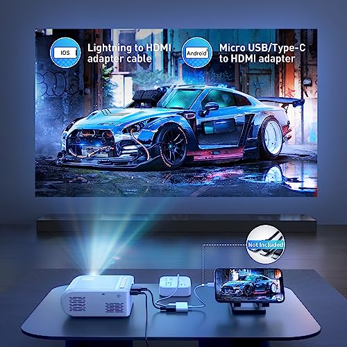 Mini Projector, Portable Outdoor Movie Projector 1080P Supported, Home Theater Video Projector Compatible with iOS/Android/TV Stick/HDMI/USB/PC/Laptop