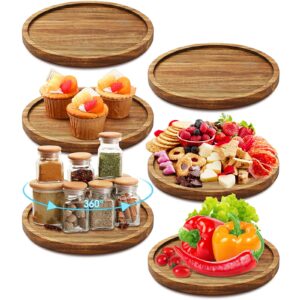 mumufy 6 pcs lazy susan organizer lazy susan turntable organizer lazy susan turntable tray for kitchen counter round pantry table organization for cabinet (9 inch,acacia wood)