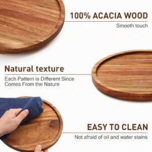 Mumufy 6 Pcs Lazy Susan Organizer Lazy Susan Turntable Organizer Lazy Susan Turntable Tray for Kitchen Counter Round Pantry Table Organization for Cabinet (9 Inch,Acacia Wood)