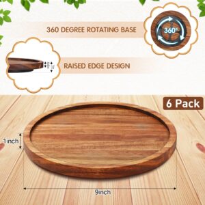 Mumufy 6 Pcs Lazy Susan Organizer Lazy Susan Turntable Organizer Lazy Susan Turntable Tray for Kitchen Counter Round Pantry Table Organization for Cabinet (9 Inch,Acacia Wood)