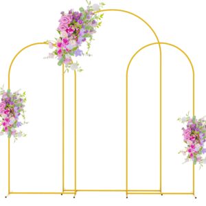 asee'm arch backdrop stand set of 3 gold metal arched frame (7.2ft, 6ft, 6ft) for wedding parties birthday ceremony graduation anniversary baby shower floral background decoration