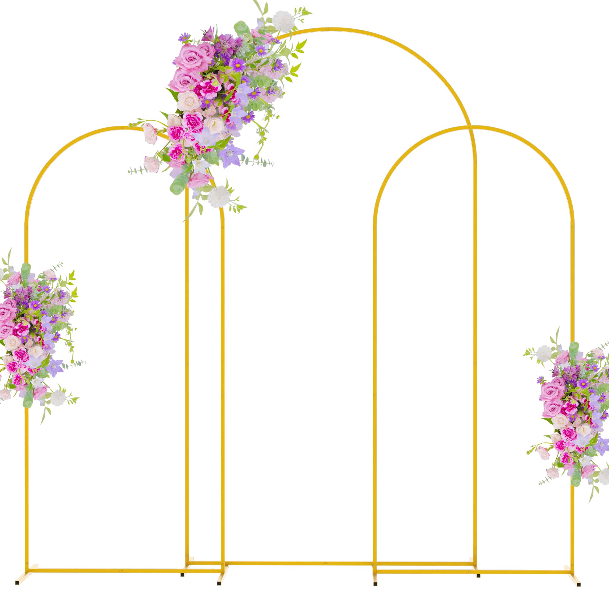 Asee'm Arch Backdrop Stand Set of 3 Gold Metal Arched Frame (7.2FT, 6FT, 6FT) for Wedding Parties Birthday Ceremony Graduation Anniversary Baby Shower Floral Background Decoration