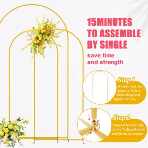 Asee'm Arch Backdrop Stand Set of 3 Gold Metal Arched Frame (7.2FT, 6FT, 6FT) for Wedding Parties Birthday Ceremony Graduation Anniversary Baby Shower Floral Background Decoration