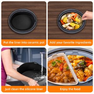 Horuhue Silicone Liners Fit for Crock Pots/Slow Cookers 7-8 Quart, Slow Cooker Divider Insert Compatible for Crockpot Liner, Reusable/BPA Free/Leakproof/Cooking Accessories for Oval Crockpots