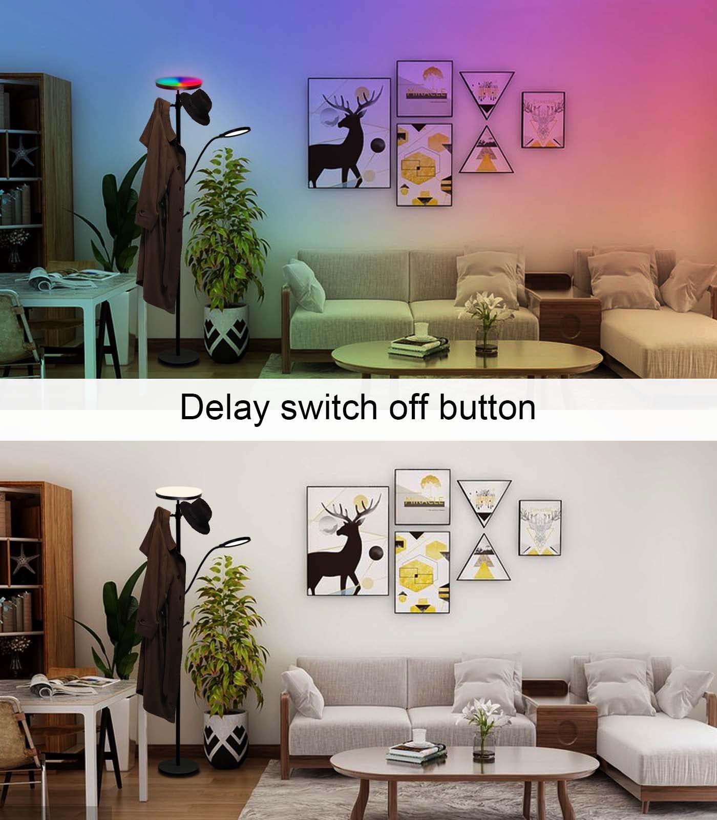 RGB Smart Floor Lamp , living room lamp,clothes and hat lamp, LED floor lamp Sky Main Light and Side Reading Lamp,standing lamp, Tall Lamp with Remote & Touch &APP Control for Living Room Bedroom