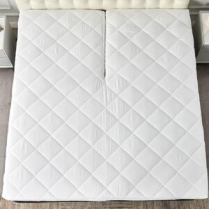 Kingnex Split Top King Mattress Topper for Adjustable Bed with Upper Flex Fluffy Matress Cover Quilted Fitted Mattress Pad with Elastic Pocket 32-34 Split from Head