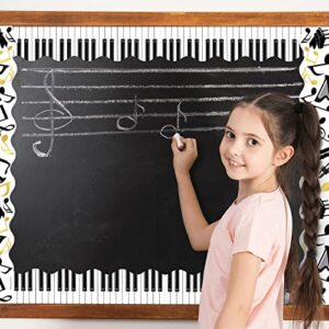 AnyDesign 69 FT Musical Notes Bulletin Board Borders Black White Gold Musical Keyboard Trimmer Self-Adhesive Music Border Trim Stickers for School Classroom Music Room Wall Decor Home Decoration