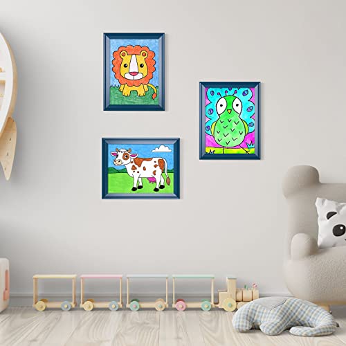 KSROECUD 9x12 Kids Artwork Frame for kids artwork changeable, Front-Opening, Tempered Glass, Child Artwork Frame with Storage(1Pack,Blue)