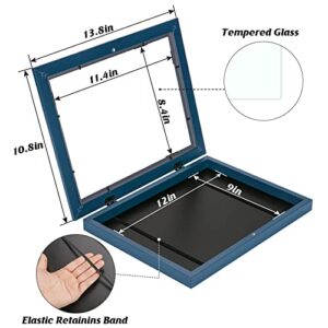 KSROECUD 9x12 Kids Artwork Frame for kids artwork changeable, Front-Opening, Tempered Glass, Child Artwork Frame with Storage(1Pack,Blue)