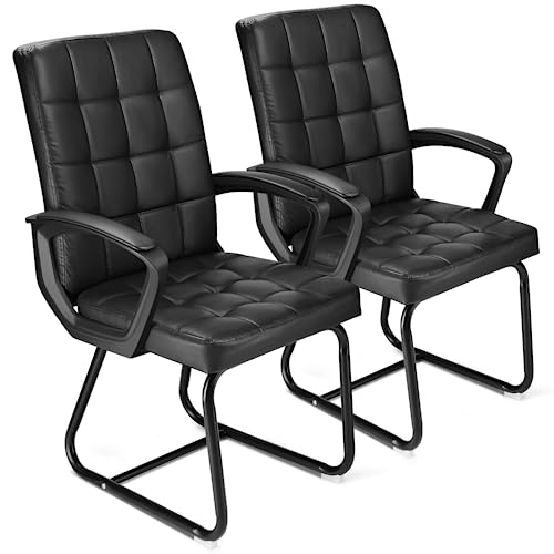 Joyoolife 2 Packs PU Leather Office Guest Chairs, Reception Chairs with Padded Arm Rest for Waiting Room, Meeting Room, and Office Lobby, Office Desk Guest Chairs with Metal Frame-300lbs