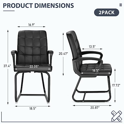 Joyoolife 2 Packs PU Leather Office Guest Chairs, Reception Chairs with Padded Arm Rest for Waiting Room, Meeting Room, and Office Lobby, Office Desk Guest Chairs with Metal Frame-300lbs