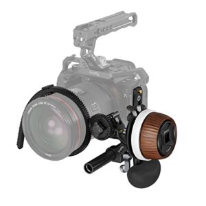 smallrig f60 follow focus for dslr and mirrorless camera lenses, with non-damping design & forward/reverse switch & a/b stops, included lens gear, gear ring, 15mm rod & rod clamp - 3850