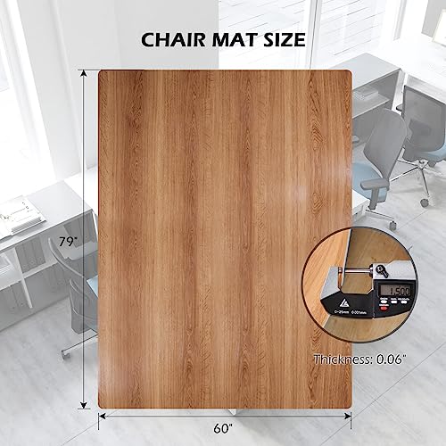 SALLOUS Chair Mat for Hard Floor, 79" x 60" Vinyl Gaming Chair Mat for Hard Surface, Multi-Purpose Hard Floor Protector Desk Chair Mat for Home Office (Wood Grain)