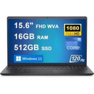 dell inspiron 15 3000 3520 business laptop 15.6" fhd wva anti-glare 120hz display 12th generation intel 10-core i7-1255u processor 16gb ram 512gb ssd intel iris xe graphics hdmi win11 black