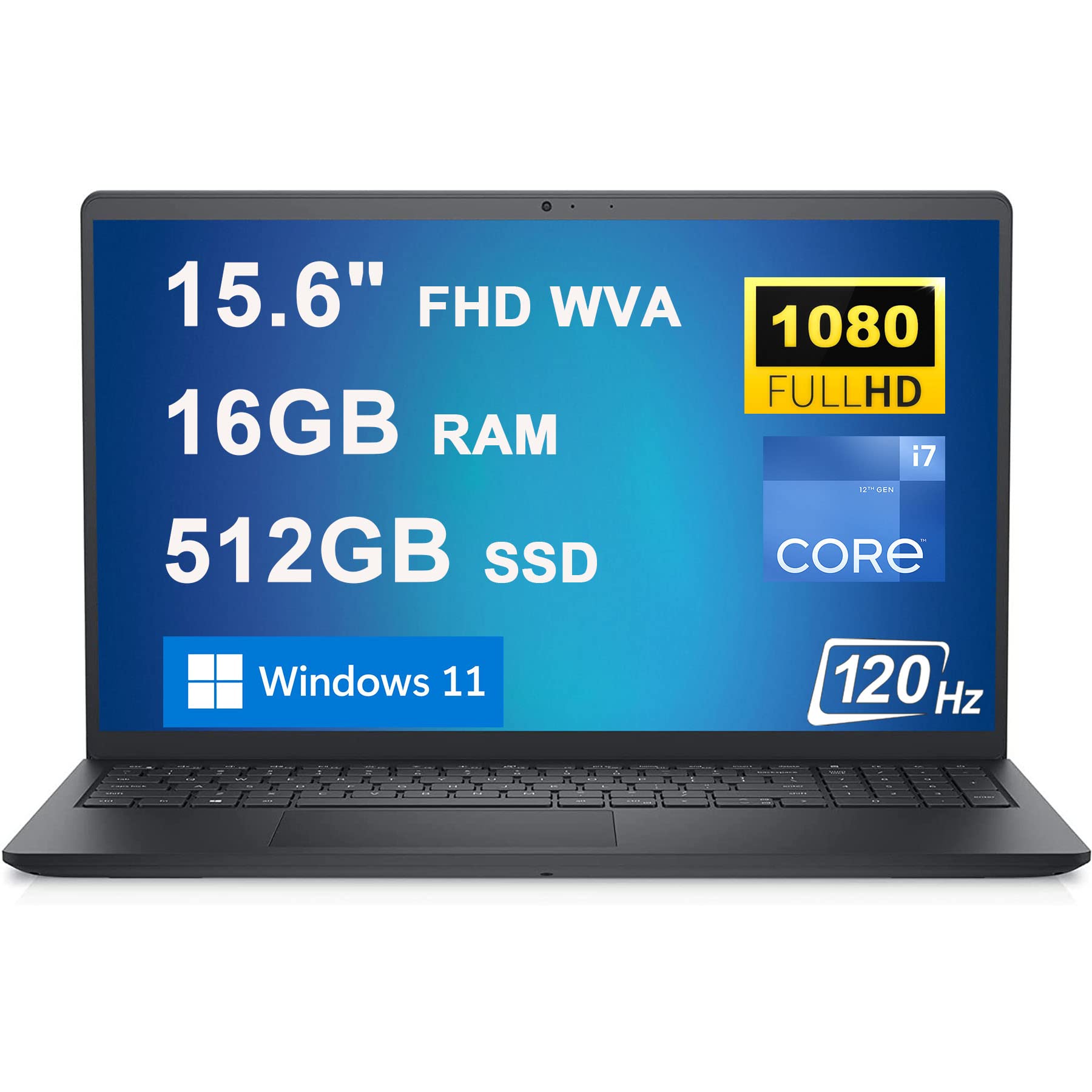 Dell Inspiron 15 3000 3520 Business Laptop 15.6" FHD WVA Anti-Glare 120Hz Display 12th Generation Intel 10-Core i7-1255U Processor 16GB RAM 512GB SSD Intel Iris Xe Graphics HDMI Win11 Black