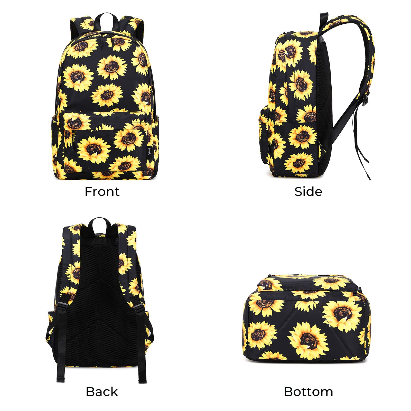 Imyth Backpack for Teen Girls, Kids, Cute Colorful Bookbag School Daypacks for Elementary Middle Students,Sunflower