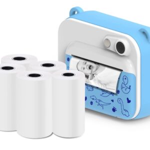 USHINING Print Paper for Kids Instant Print Camera 5 Rolls for instant kids camera, White (Length: 23.95 Feet/Width: 2.28 Inches)