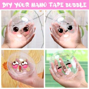 Wettarn 19 Pcs Nano Tape Bubbles Kit, 6.5 ft Double Sided Nano Bubble Tape Plastic Bubbles with Straw Fillers Inflator and Scissor for DIY Crafts Making Boys and Girls Party Favors Sensory Fidget Toy