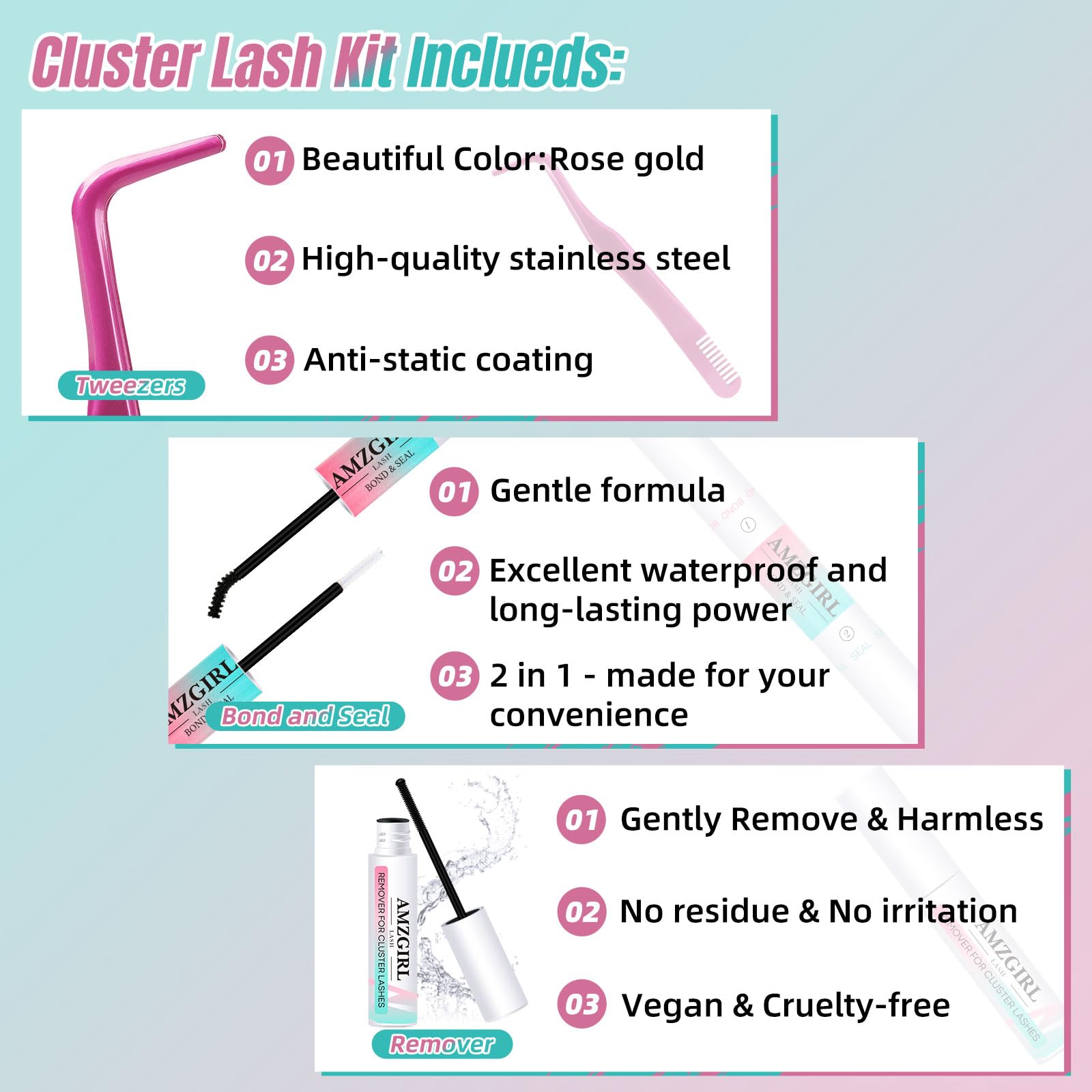 Lash Extensions Kits 84 Pcs Lash Clusters With Lash Glue, Remover, Eyelash Clusters Tweezer For Beginner Diy Individual Lash Extension At Home Easy To Apply(Blushing)