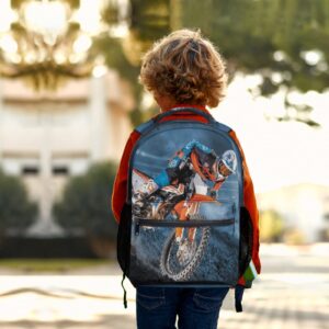 Giwawa Motorcross Backpack for Kids, Dirt Bike Motorcycle School Bag Lightweight Bookbag Daypack for Boys Girls Students Laptop Travel, Adjustable Shoulder Strap & Multiple Pockets