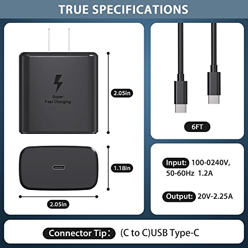 2024 New 45W Samsung Charger Type C Super Fast Charging USB C Android Charger for Samsung Galaxy S24 Ultra/S24/S24+/S23 Ultra/S23/S23+/S22 Ultra/S22+/S22, Galaxy Tab, PPS Charger & 6ft C Cable