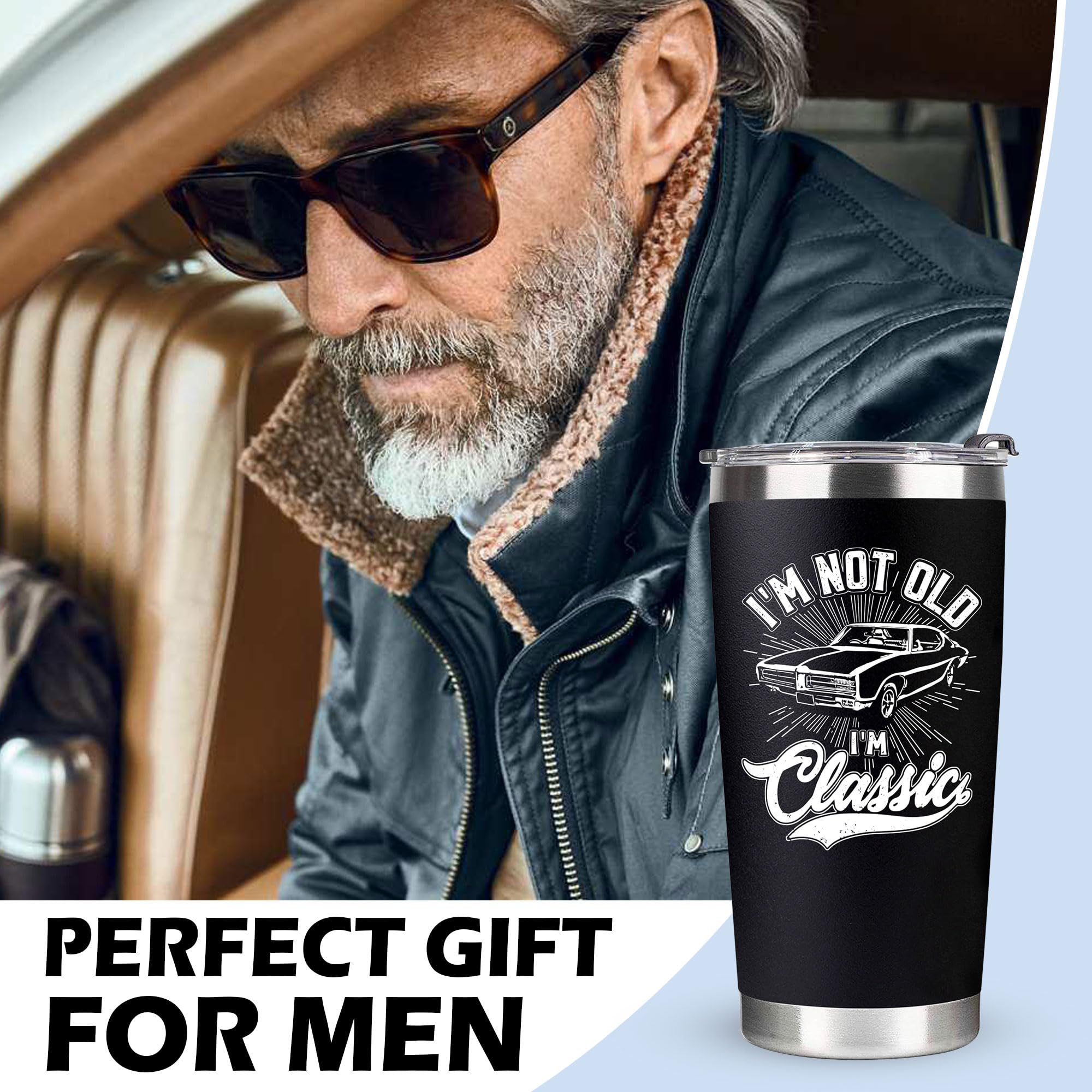 Christmas Gifts for Men, Gifts for Dad 20oz Tumbler Cup - Funny Gift Idea for Husband, Grandpa, Fathers Day, Him From Daughter, Son, Kid - 30th, 40th, 50th, 60th, 70th, 80th Men Birthday Gift Ideas