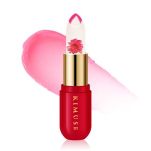 kimuse flower balm ph color changing lipstick, long-lasting lip balm and lip stain, moisturizing natural lip balm