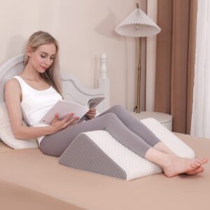 forias knee wedge pillow 8" pure memory foam bed wedge pillow for sleeping after surgery triangle pillow for knee support leg elevation sciatica knee hip back pain relief