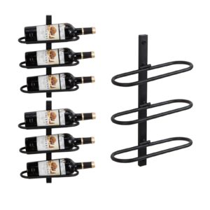 odsnanie metal wine rack wall mounted, wine bottle holder for 6 bottles, 2 packs wall wine rack shelf, wine storage, black