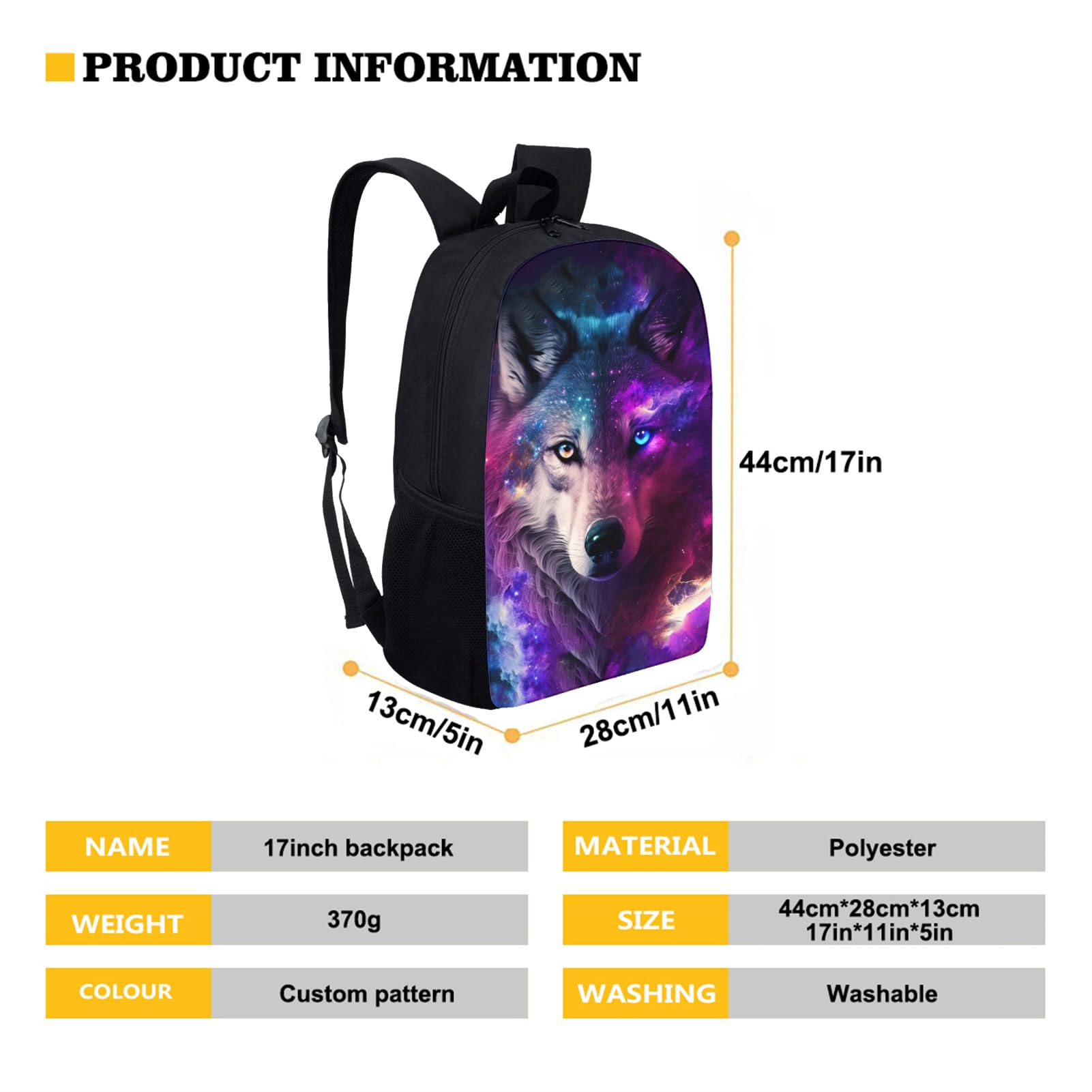 Upetstory Galaxy Wolf Backpacks Set for School for Kids Girls Boys School Bag Set with Lunch Box Pencil Case Water Bottle Sleeve Preschool Kindergarten Elementary Bookbag Teenager Schoolbag