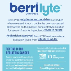 Berri Lyte Advanced Plant Based Organic Electrolyte Solution – Pediatric Rehydration Drink – Natural Sugar Strawberry Flavor, 1 L, 6 ct