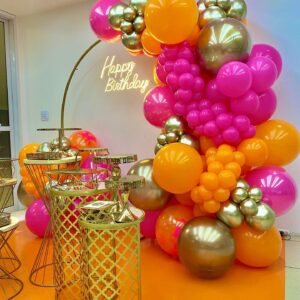 Birthday Balloons For Women Garland Kit Arch Burnt Orange Hot Pink And Gold For Party Decoration