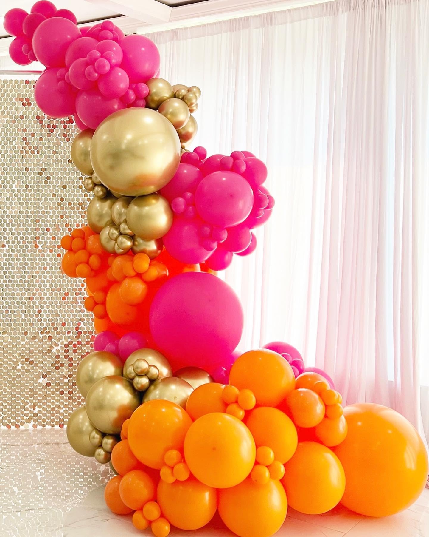 Birthday Balloons For Women Garland Kit Arch Burnt Orange Hot Pink And Gold For Party Decoration