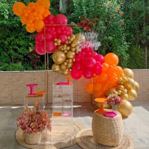 Birthday Balloons For Women Garland Kit Arch Burnt Orange Hot Pink And Gold For Party Decoration