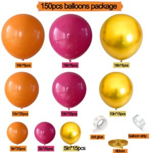 Birthday Balloons For Women Garland Kit Arch Burnt Orange Hot Pink And Gold For Party Decoration