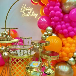 Birthday Balloons For Women Garland Kit Arch Burnt Orange Hot Pink And Gold For Party Decoration