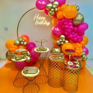 Birthday Balloons For Women Garland Kit Arch Burnt Orange Hot Pink And Gold For Party Decoration