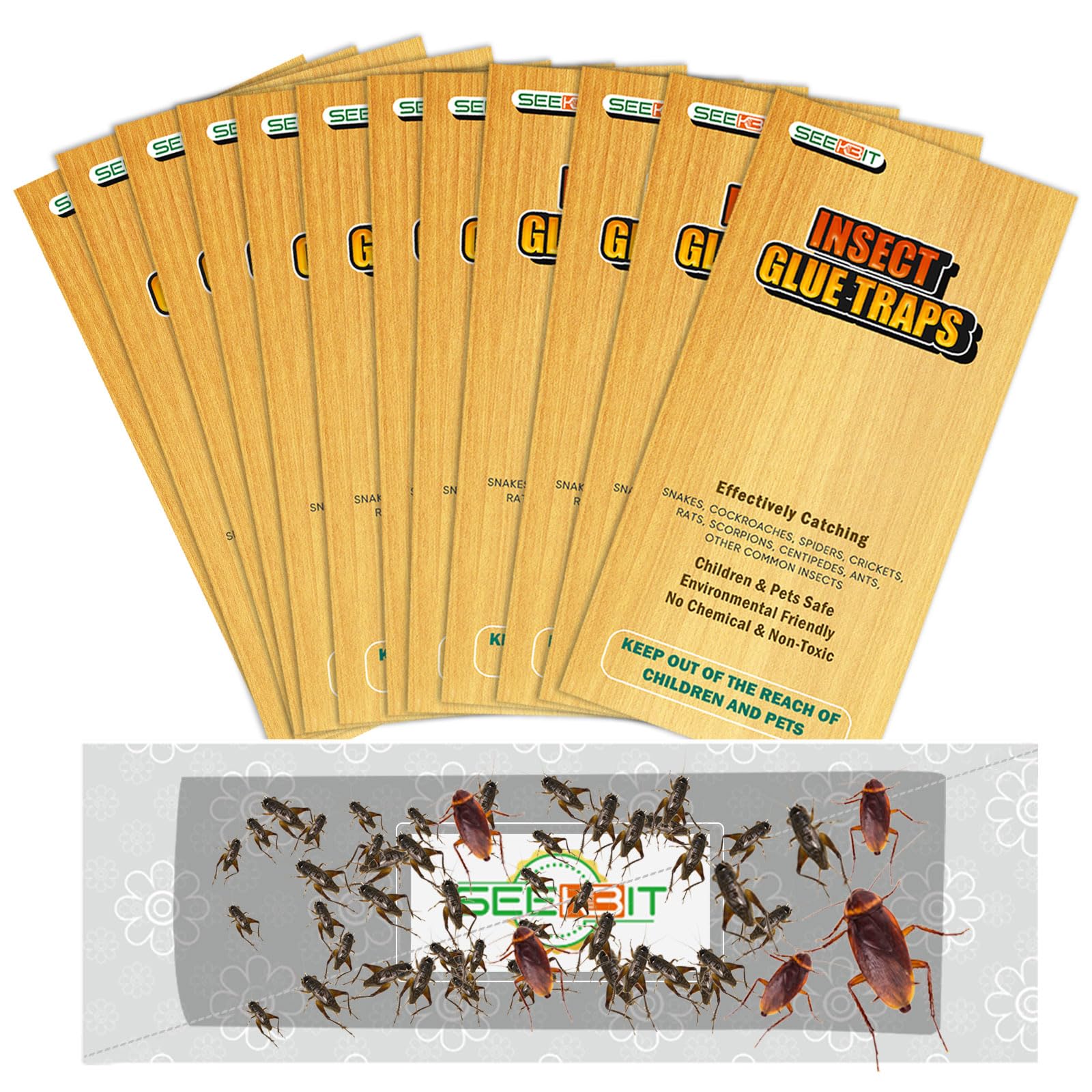 30 PCS Cricket Traps Indoor for Trapping Insects, Mice, Spiders, Bugs, Crickets, Scorpions, Roaches, Super Sticky & Non-Toxic Glue Board Pre-Baited with Fruity Scent Attractant - 9.5 x 3.15 in