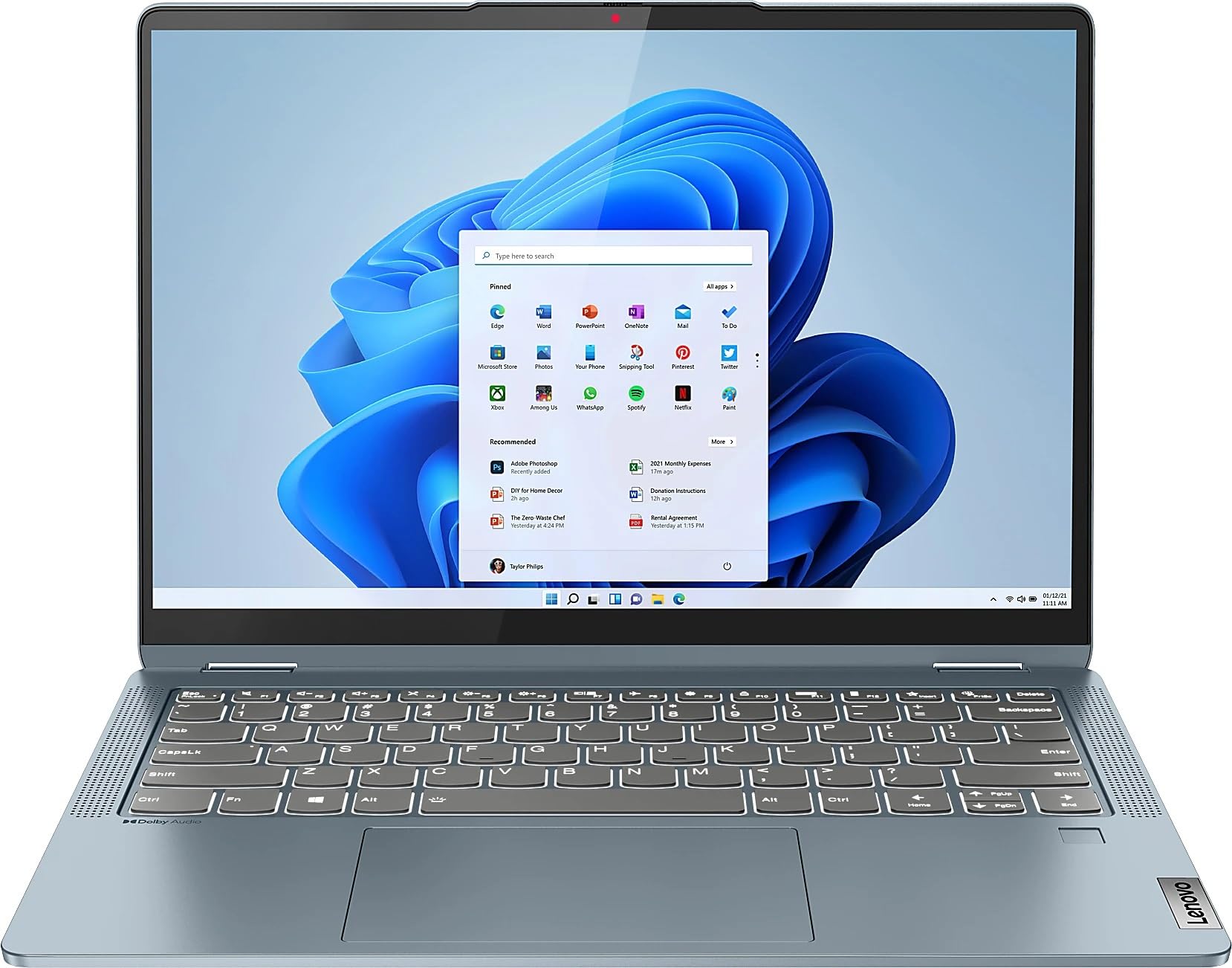 Lenovo Flex 7 Touch 2-in-1 Laptop in Stone Blue Intel (10-core) i7-1255U up to 4.7GHz 16GB DDR4 512GB SSD WiFi + BT 14in 2.2K Backlit Keyboard HDMI W11 Pen iSlik (Flex7 - Renewed)