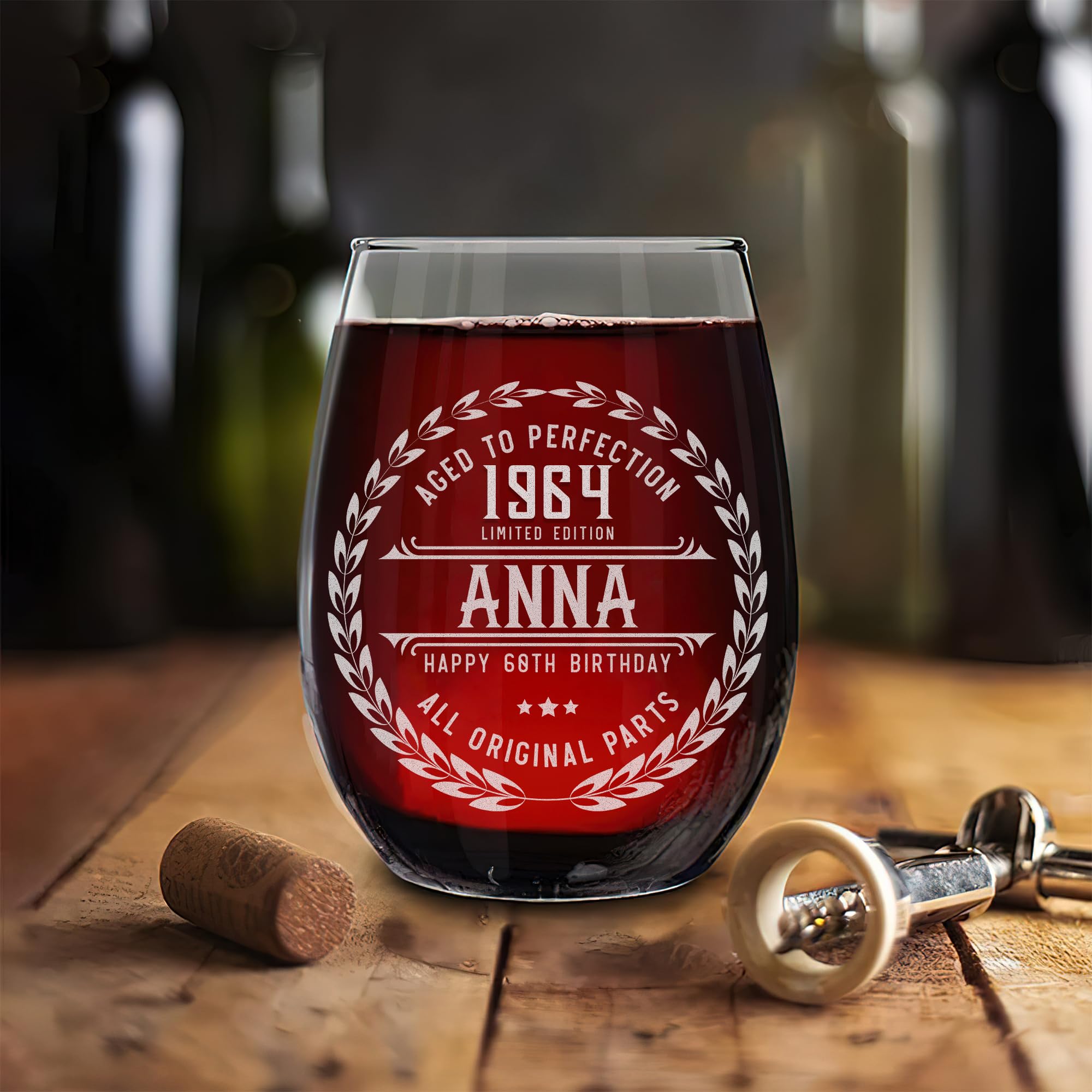 60th Birthday Gifts for Women - Personalized Wine Glass - Funny Novelty 60 Year Old Woman Gift Ideas - 60th Decorations for Her, Wife, Friend - Unique 60th Birthday Present for Her 1963 Gift