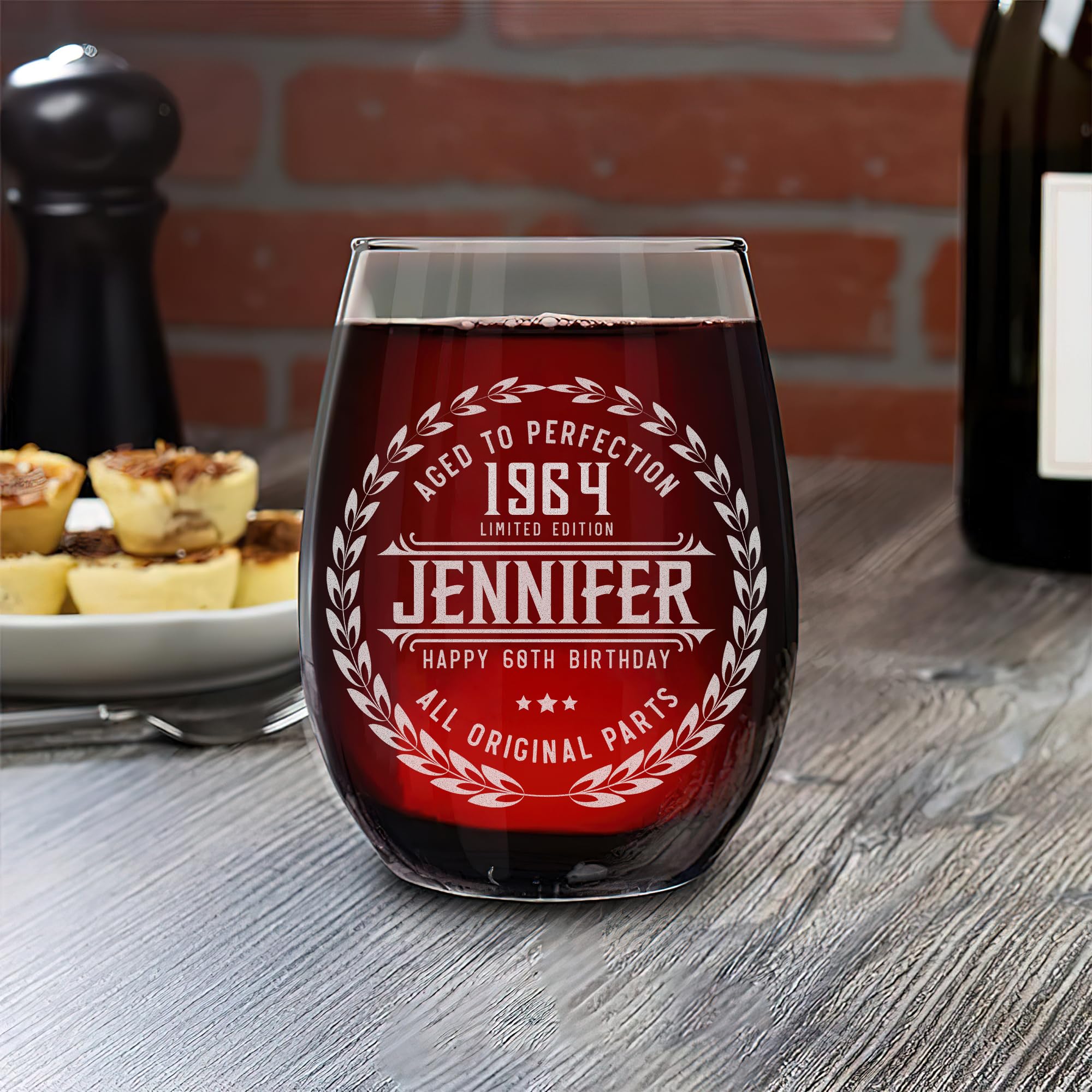 60th Birthday Gifts for Women - Personalized Wine Glass - Funny Novelty 60 Year Old Woman Gift Ideas - 60th Decorations for Her, Wife, Friend - Unique 60th Birthday Present for Her 1963 Gift