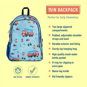 Wildkin Boys' Backpack, Firefighters, 15 Inch