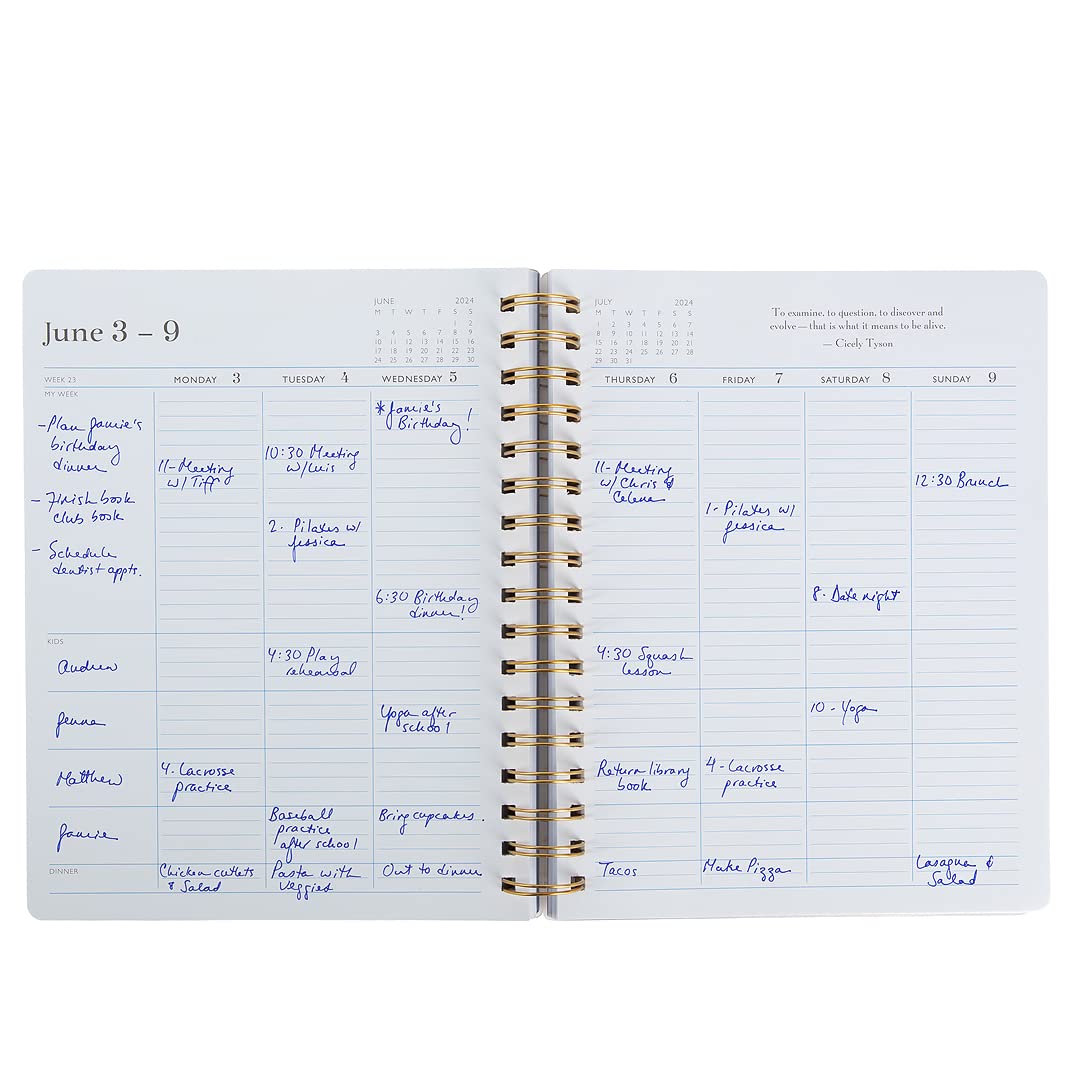 momAgenda Desktop 2024 Spiral Day Planner | July 2023 - December 2024 | Daily Monthly Unique Week-At-A-View Layout. (Botanical Garden)