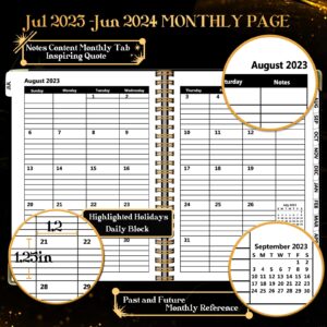 Planner 2023-2024 - July 2023-June 2024 Academic Planner Weekly Monthly Planner Twin-Wire Binding Hardcover 2023 Planner with Elastic Closure Monthly Tabs Thick Paper Round Corner